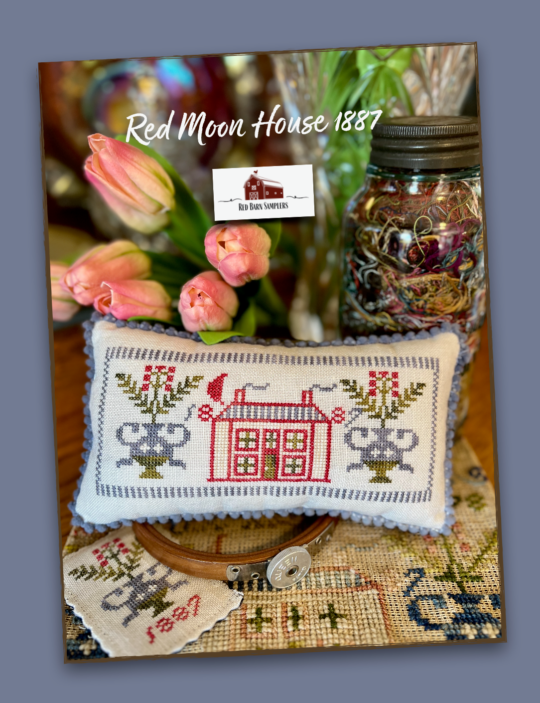 Red Barn Samplers - Red Moon House | Floss & Needle